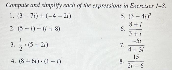 Solved Compute and simplify each of the expressions in | Chegg.com