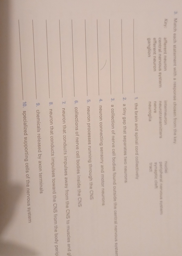 Solved Match each statement with a response chosen from the | Chegg.com