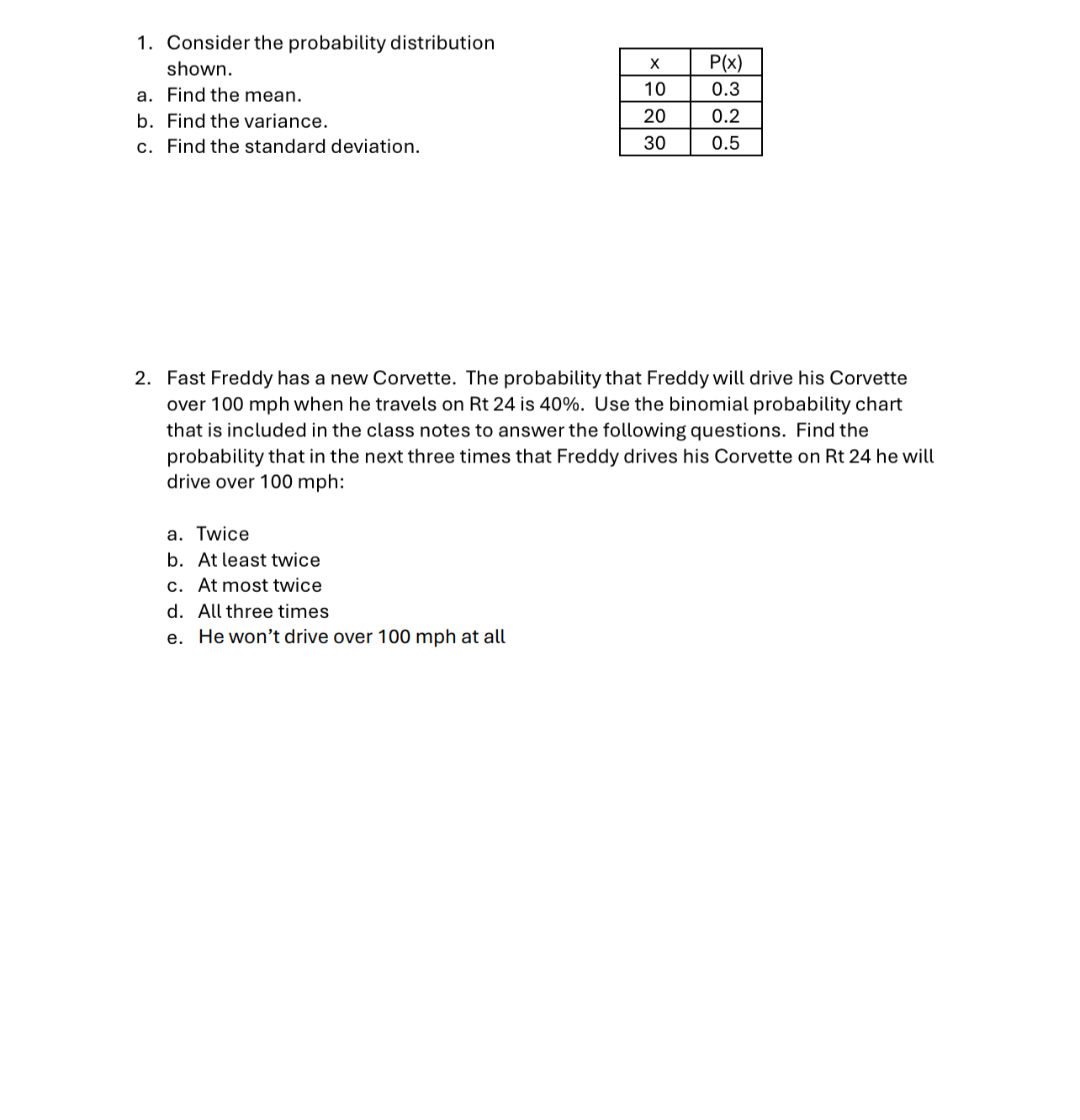 Solved Consider the probability distribution shown.a. ﻿Find | Chegg.com