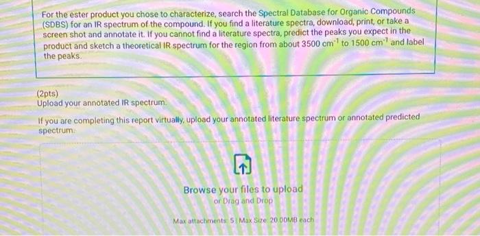 Solved Data And Report Submission - Synthesis of Esters | Chegg.com