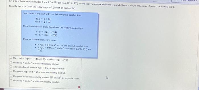 Solved T a a linear transformation from R2 to R2 (or from R3 | Chegg.com