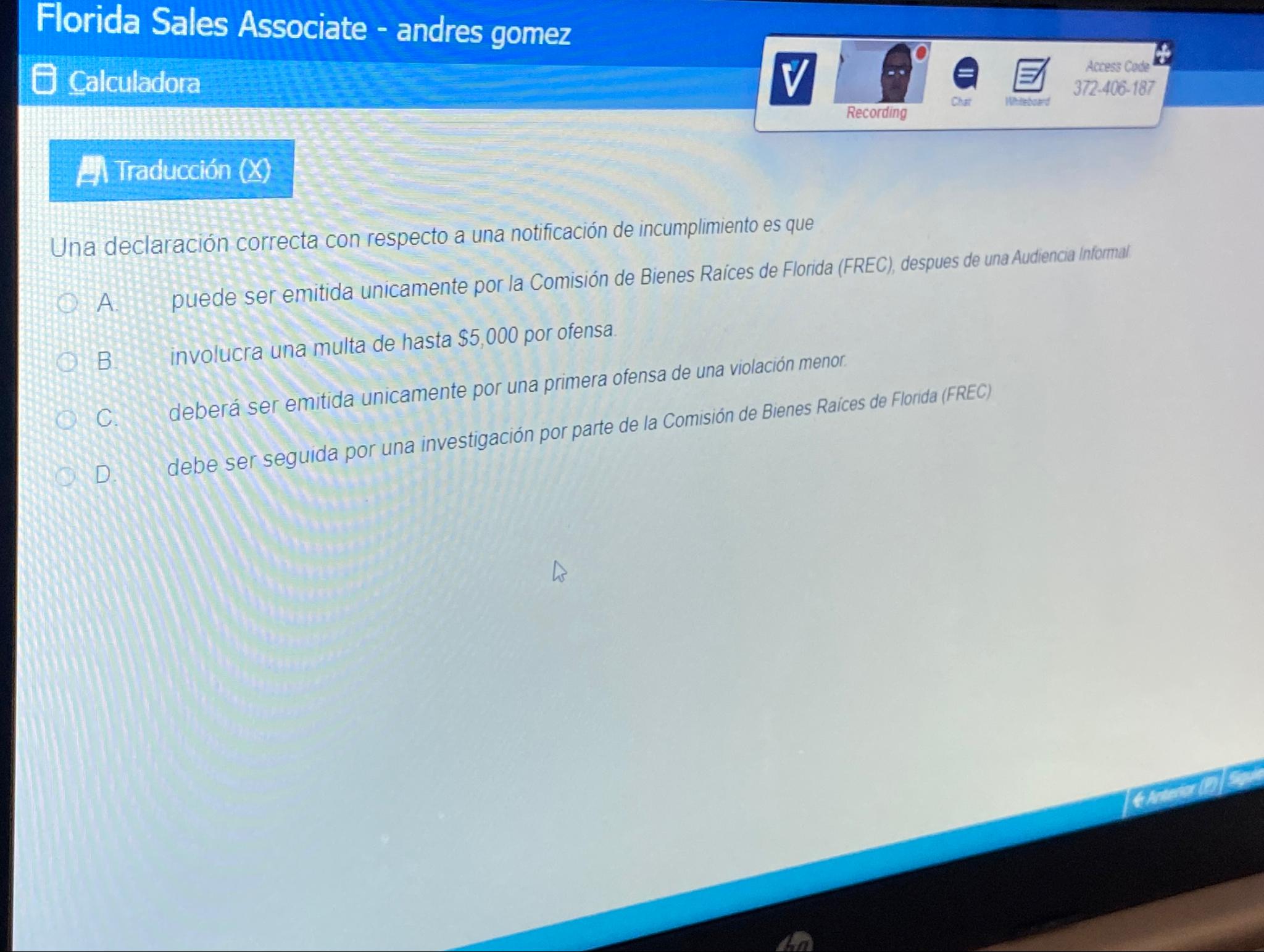 Solved Florida Sales Associate - ﻿andres | Chegg.com