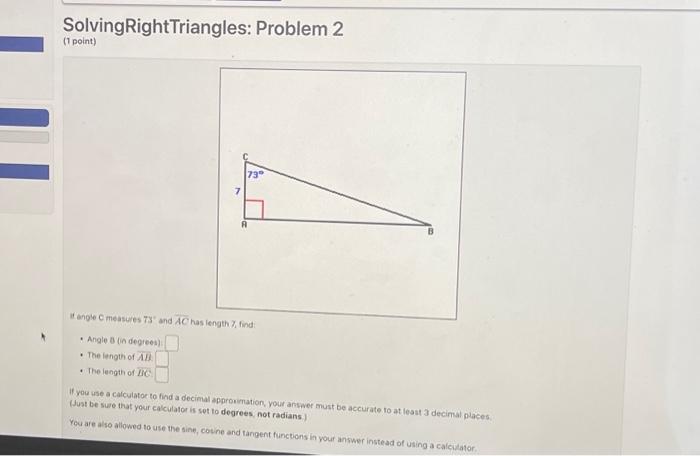 Solved SolvingRightTriangles: Problem 4 (7 point) If angle 6 | Chegg.com