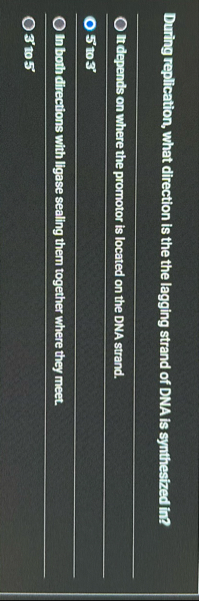 Solved During replication, what direction is the the lagging | Chegg.com