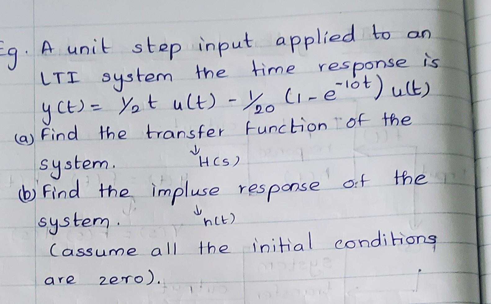 Solved g. A unit step input applied to an LTI system the | Chegg.com