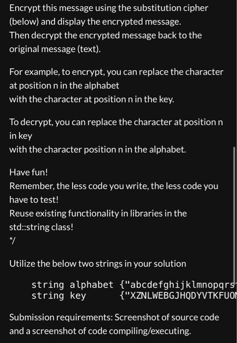 Solved Description // Substitution Cipher 1∗ The | Chegg.com