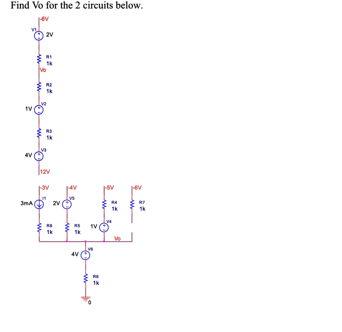 Solved Find Vo for Each of the circuits below. Use KVL for | Chegg.com