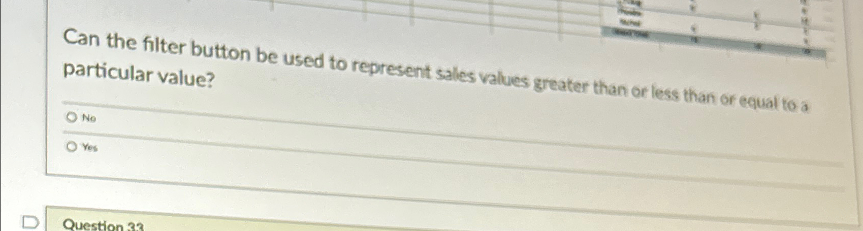 Solved Can the filter button be used to represent sales | Chegg.com