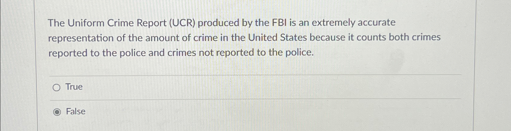 Solved The Uniform Crime Report (UCR) ﻿produced by the FBI | Chegg.com
