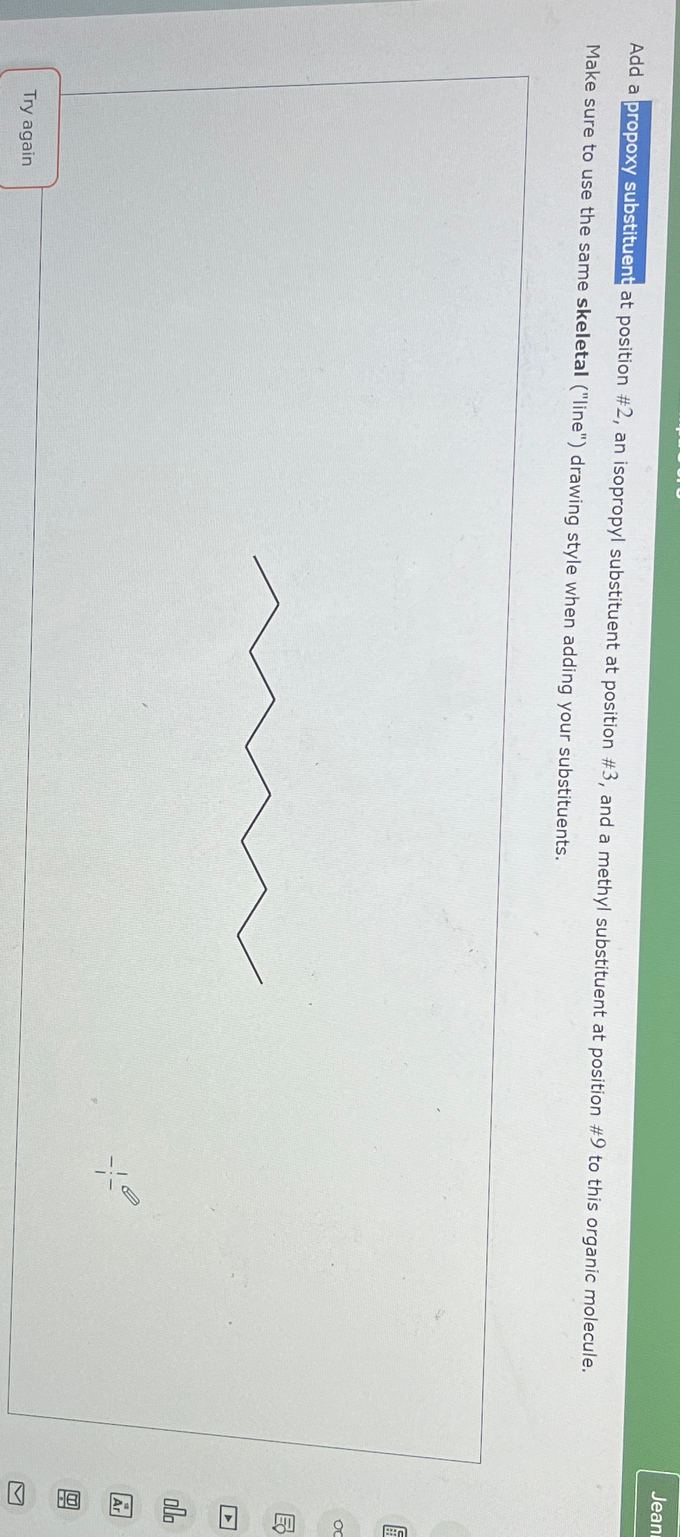 Add a propoxy substituent at position #2, ﻿an | Chegg.com
