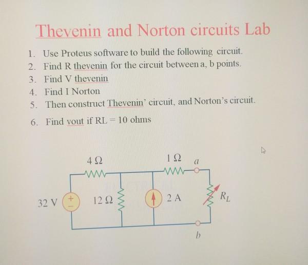 Solved Thevenin and Norton circuits Lab 1. Use Proteus | Chegg.com