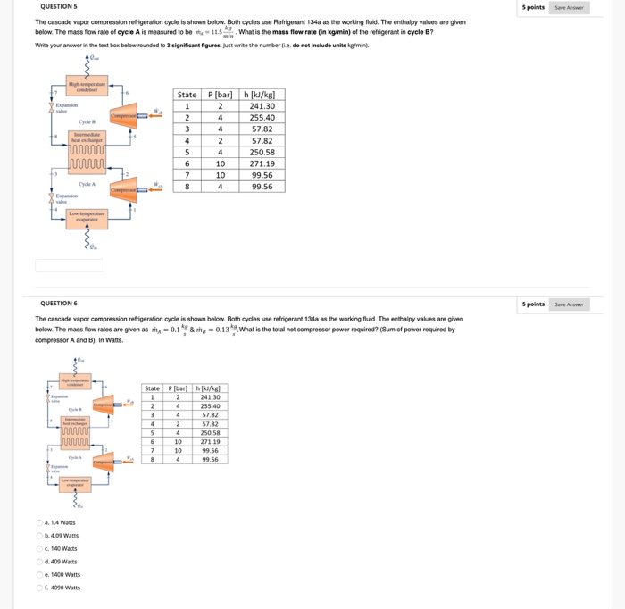 Solved Spins QUESTIONS The cascade vapor compression | Chegg.com