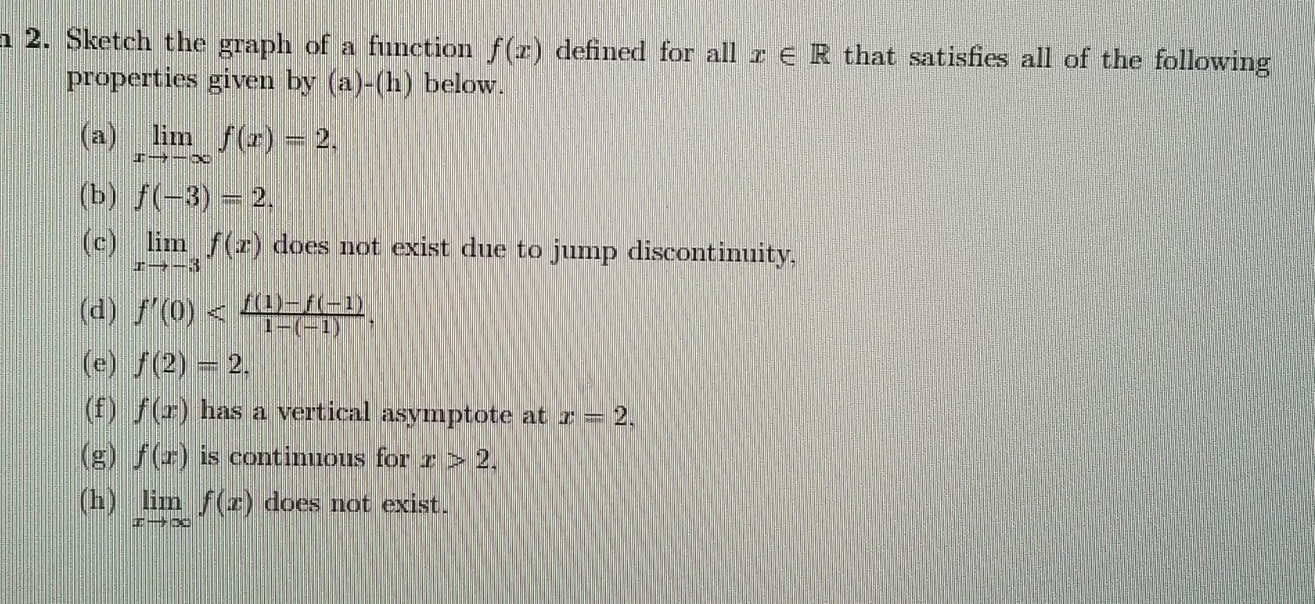 Solved 2. Sketch the graph of a function f(x) defined for | Chegg.com