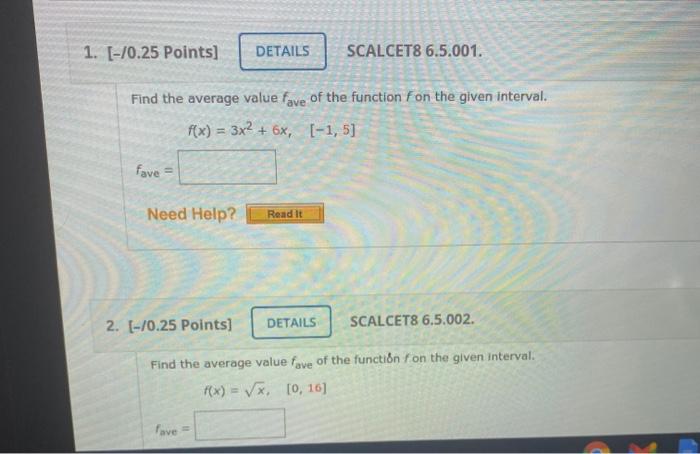 Solved 1. [-10.25 Points) DETAILS SCALCET8 6.5.001. Find the | Chegg.com