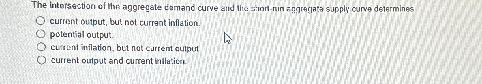 Solved The intersection of the aggregate demand curve and | Chegg.com