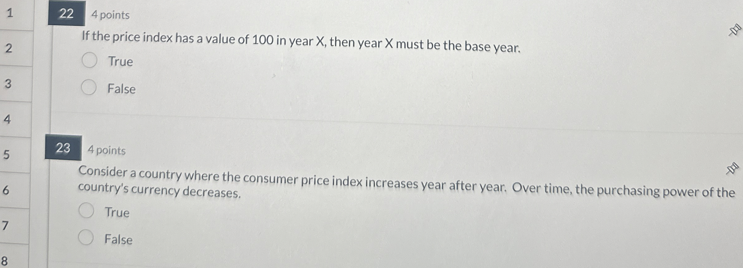 Solved 224 ﻿pointsIf the price index has a value of 100 ﻿in | Chegg.com