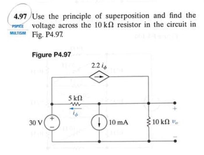 Solved 4.97 Use the principle of superposition and find the | Chegg.com