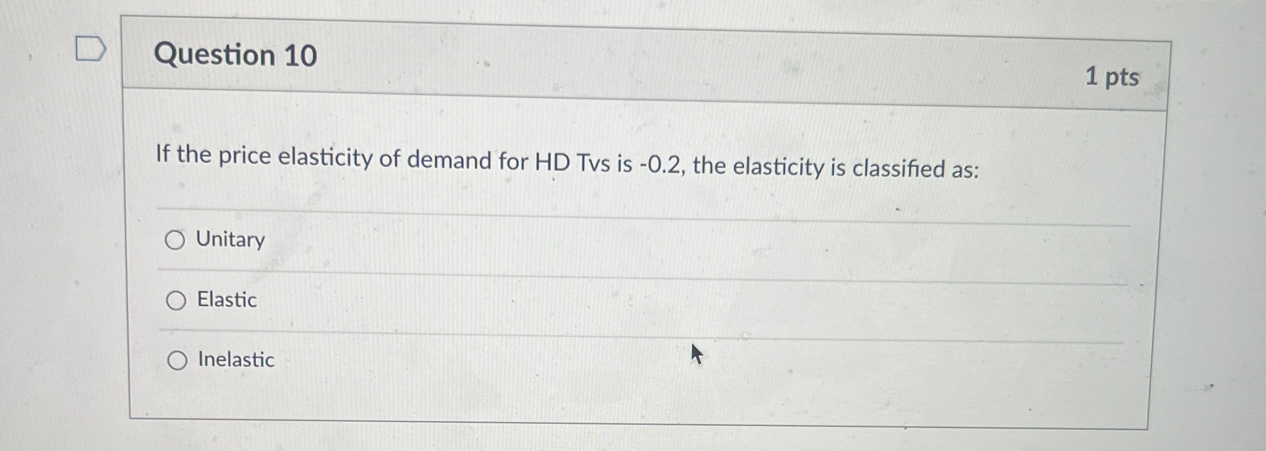 Solved Question 10 1 ﻿pts If the price elasticity of demand | Chegg.com
