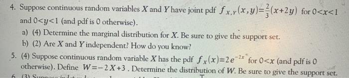 Solved 4. Suppose continuous random variables X and Y have | Chegg.com