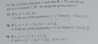 Solved 17-24 (a) ﻿Find a function f ﻿such that F=gradf and | Chegg.com