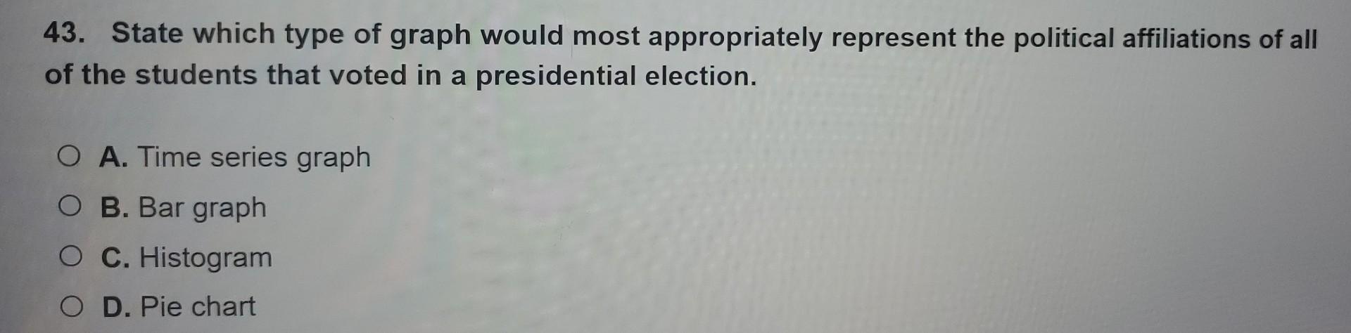 Solved 43. State which type of graph would most | Chegg.com
