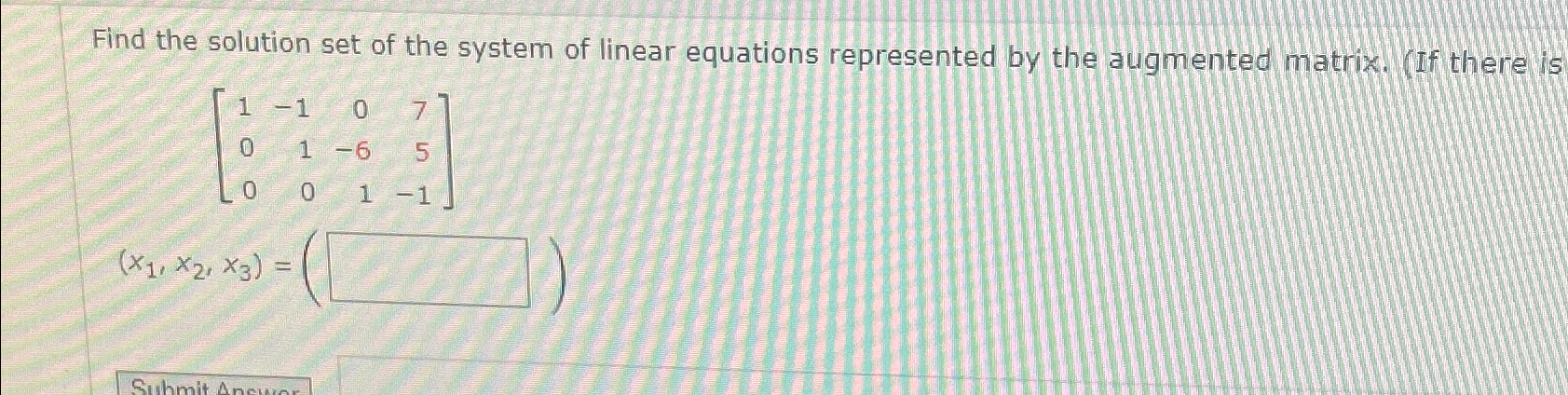 Find the solution set of the system of linear | Chegg.com
