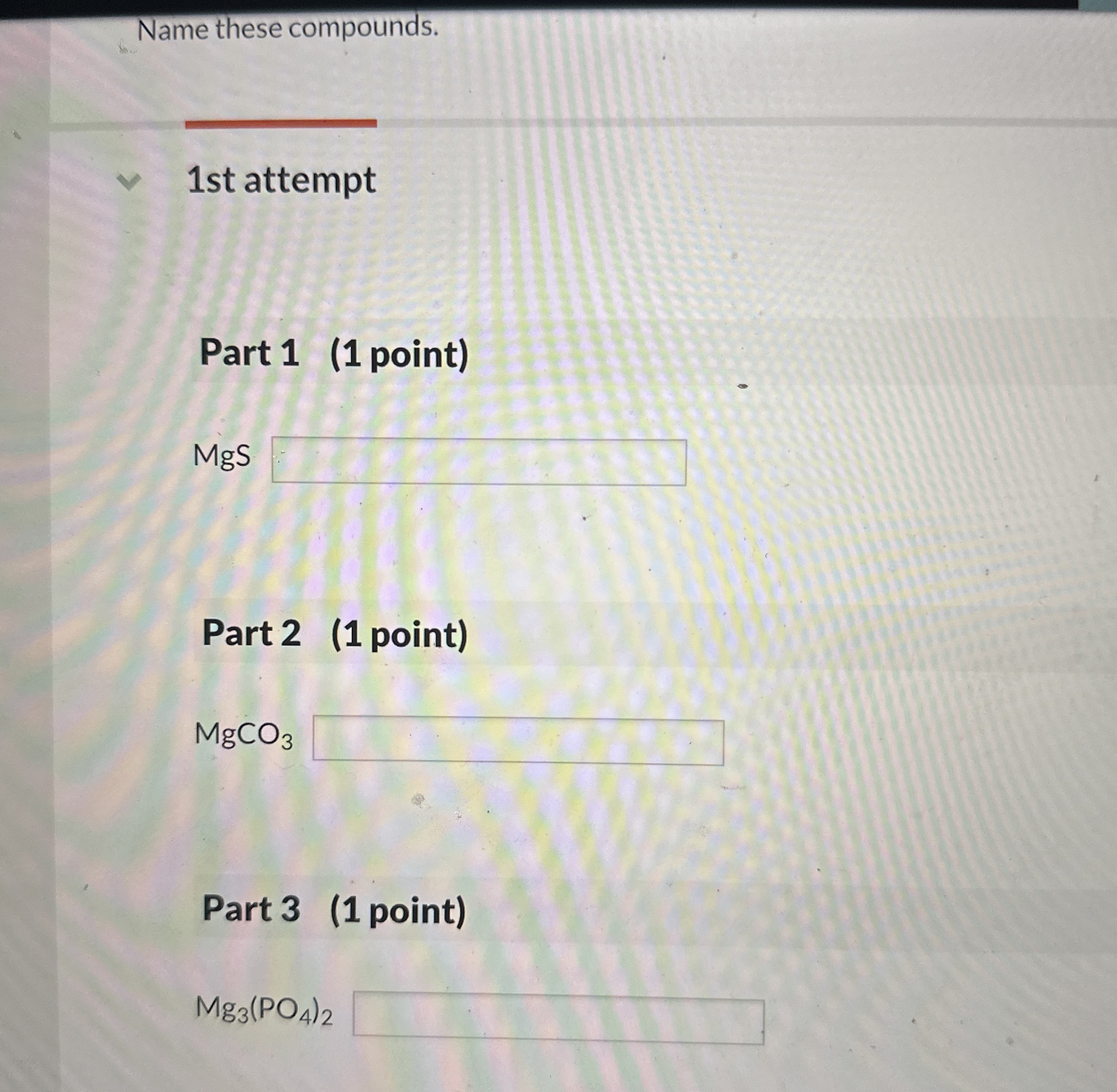 Solved 1st attemptPart 1 (1 ﻿point)MgSPart 2 (1 | Chegg.com