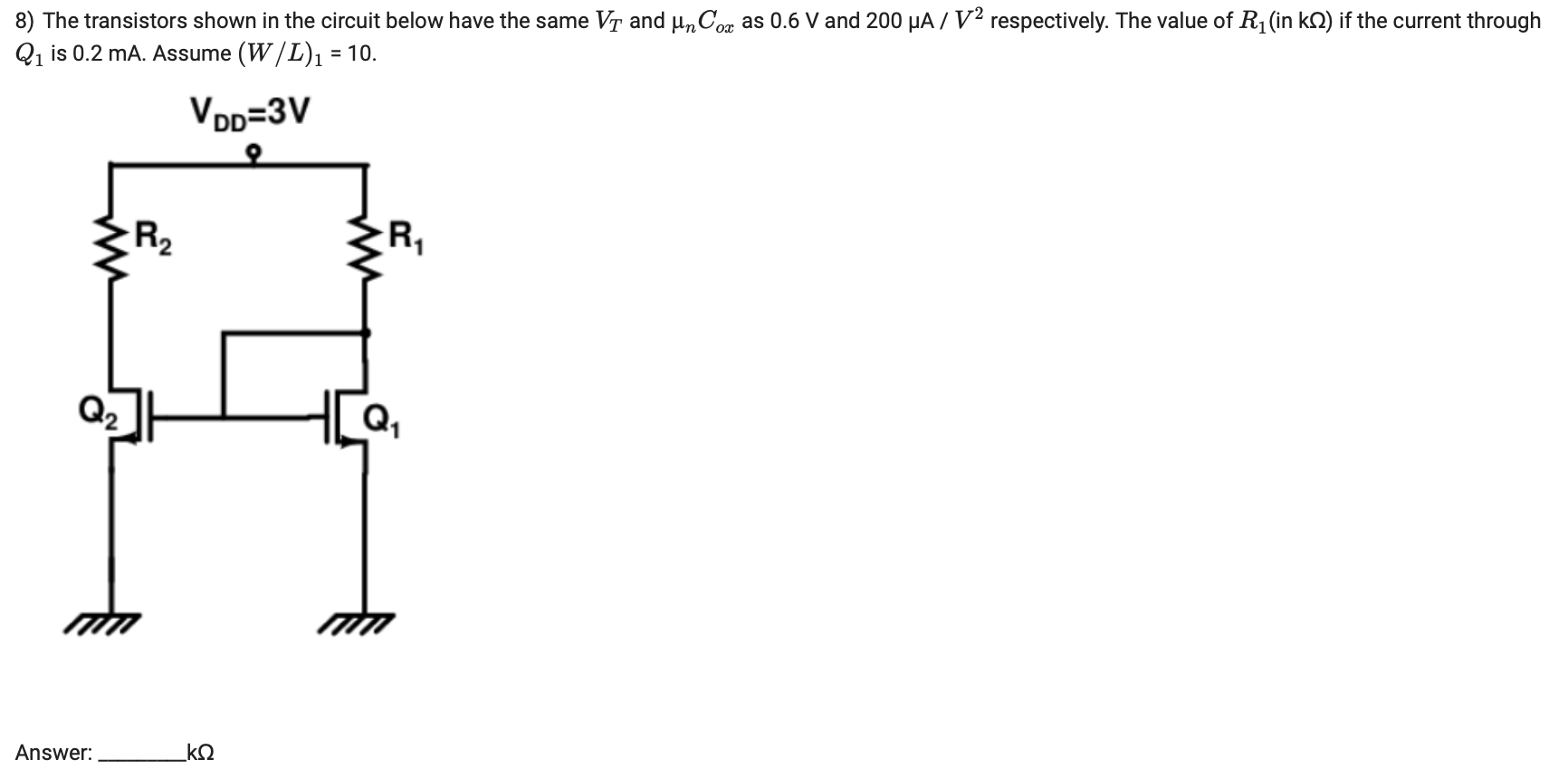 Solved The transistors shown in the circuit below have the | Chegg.com