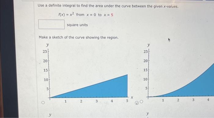 Solved Use a definite integral to find the area under the | Chegg.com