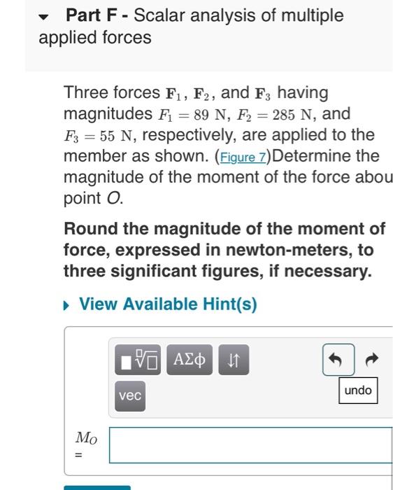 Solved - Part D - Scalar analysis of an applied horizontal | Chegg.com