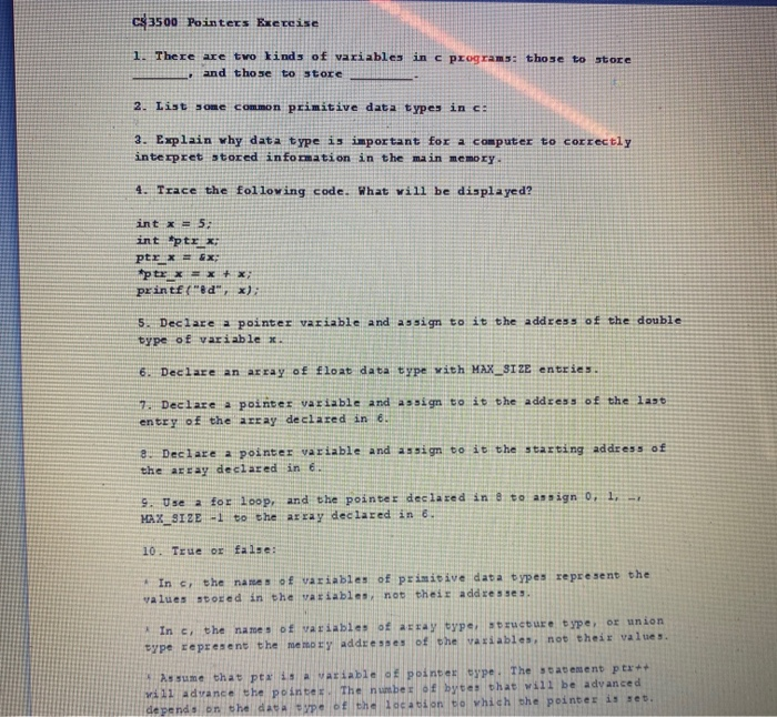 Solved C$3500 Pointers Exercise 1. There are two kinds of | Chegg.com