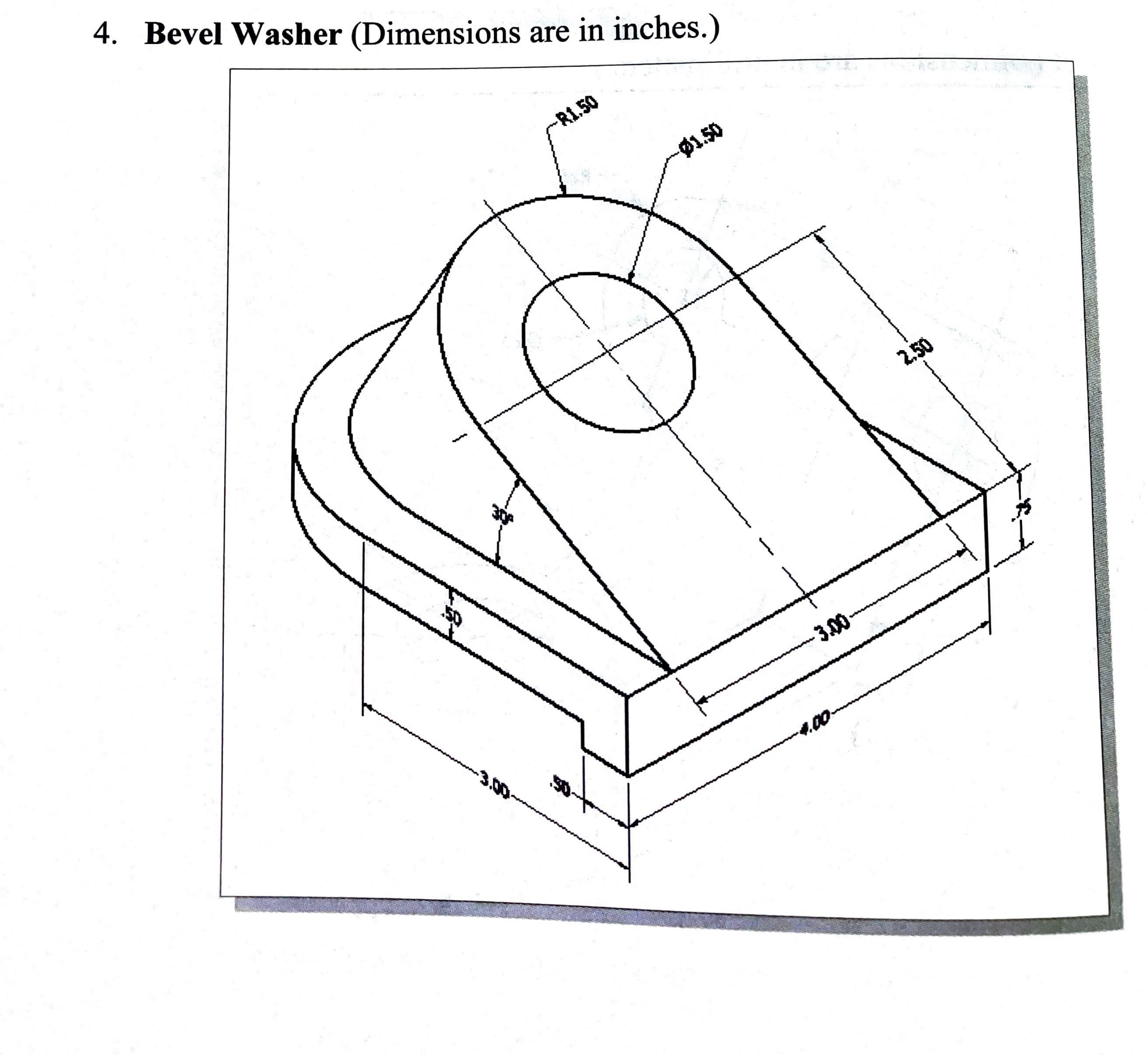 Solved Mechanical Engineering.Steps to draw Bevel Washer | Chegg.com