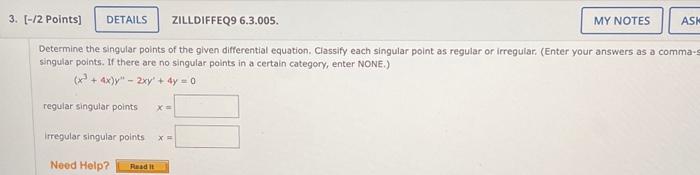 Solved Determine the singular points of the given | Chegg.com