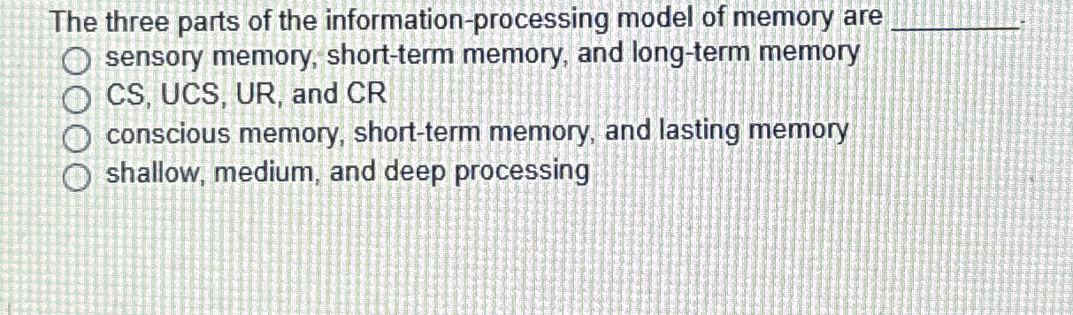 Solved The three parts of the information-processing model | Chegg.com