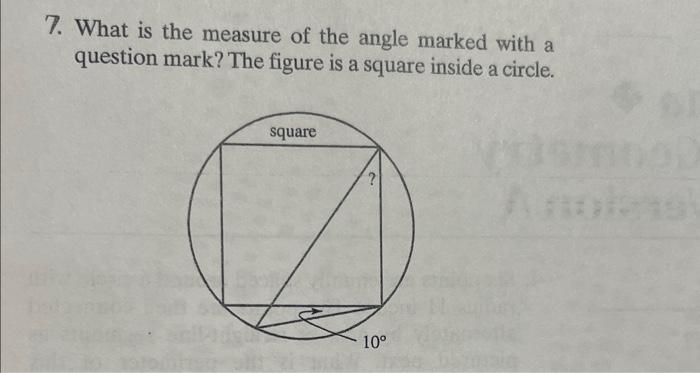 Solved 7. What is the measure of the angle marked with a | Chegg.com
