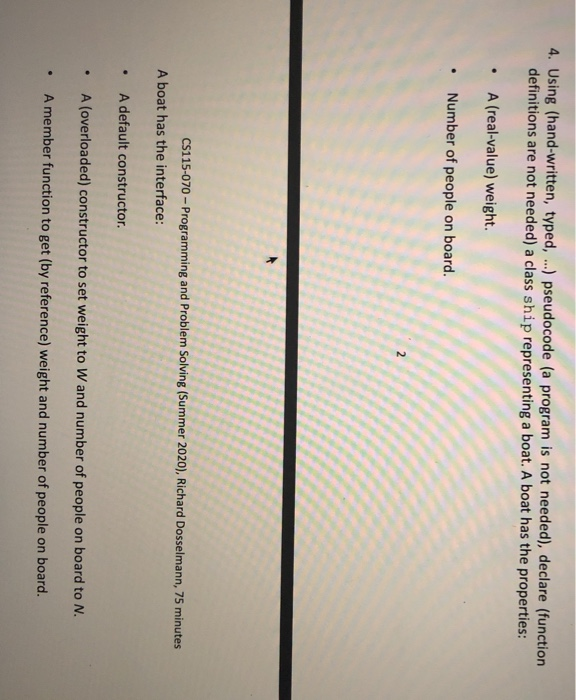 Solved 4. Using (hand-written, typed, ...) pseudocode (a | Chegg.com