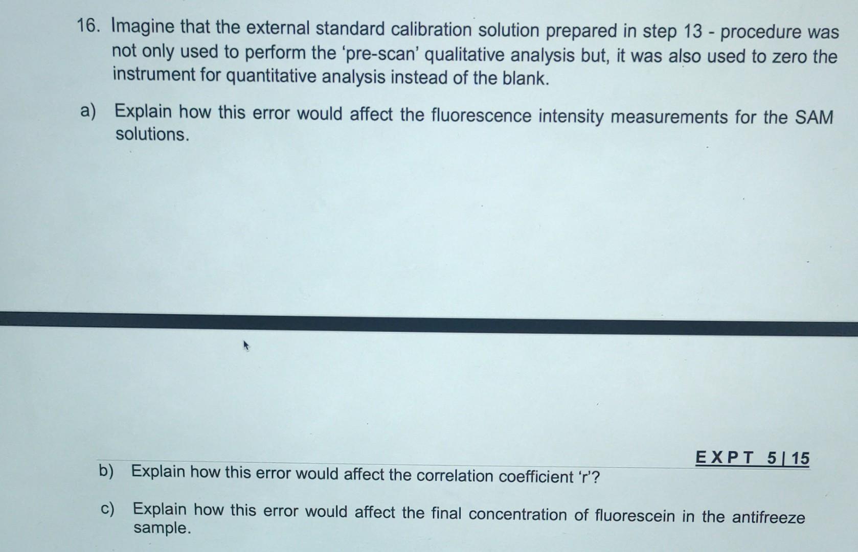 Solved 16. Imagine that the external standard calibration | Chegg.com