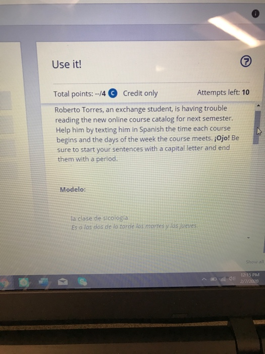 Solved Use it! Total points: --14 Credit only Attempts left: | Chegg.com