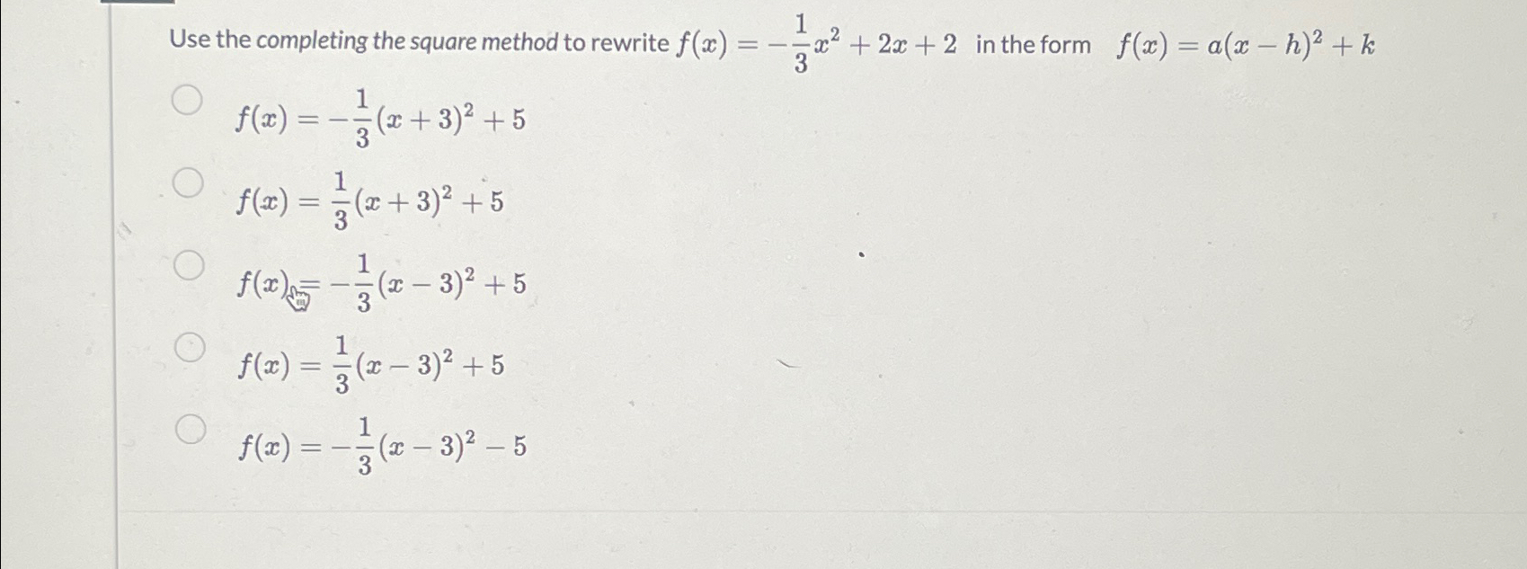 Solved Use the completing the square method to rewrite | Chegg.com