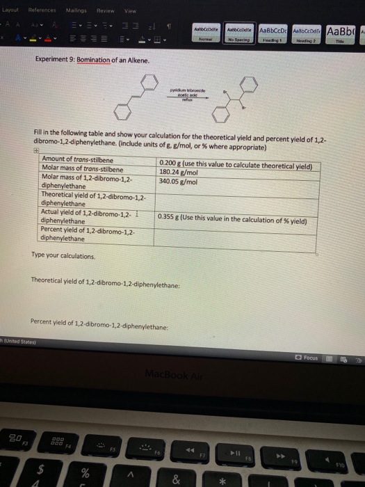 Solved CHEM 3101 Lab Report 3 References Mailings Review | Chegg.com