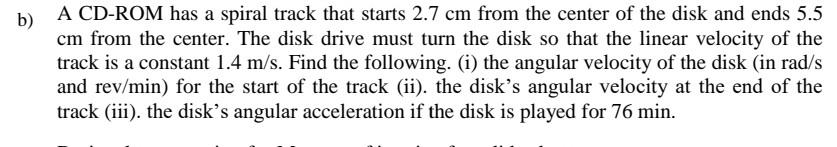Solved A CD-ROM has a spiral track that starts 2.7 cm from | Chegg.com
