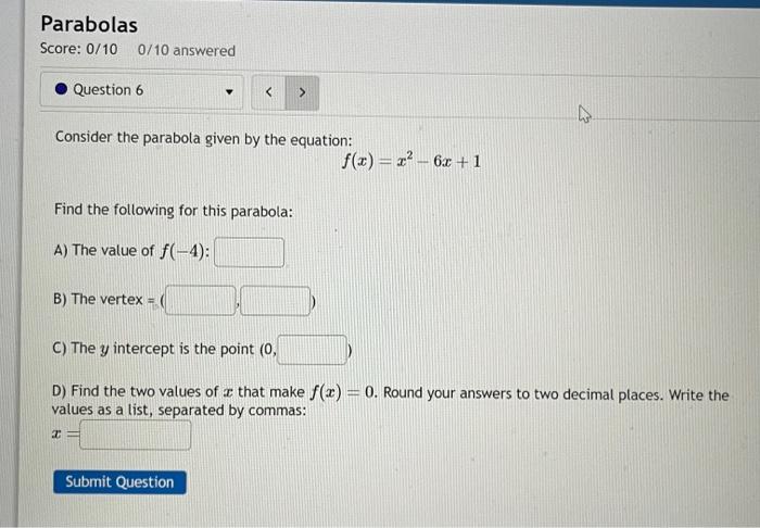 Solved Consider the parabola given by the equation: | Chegg.com