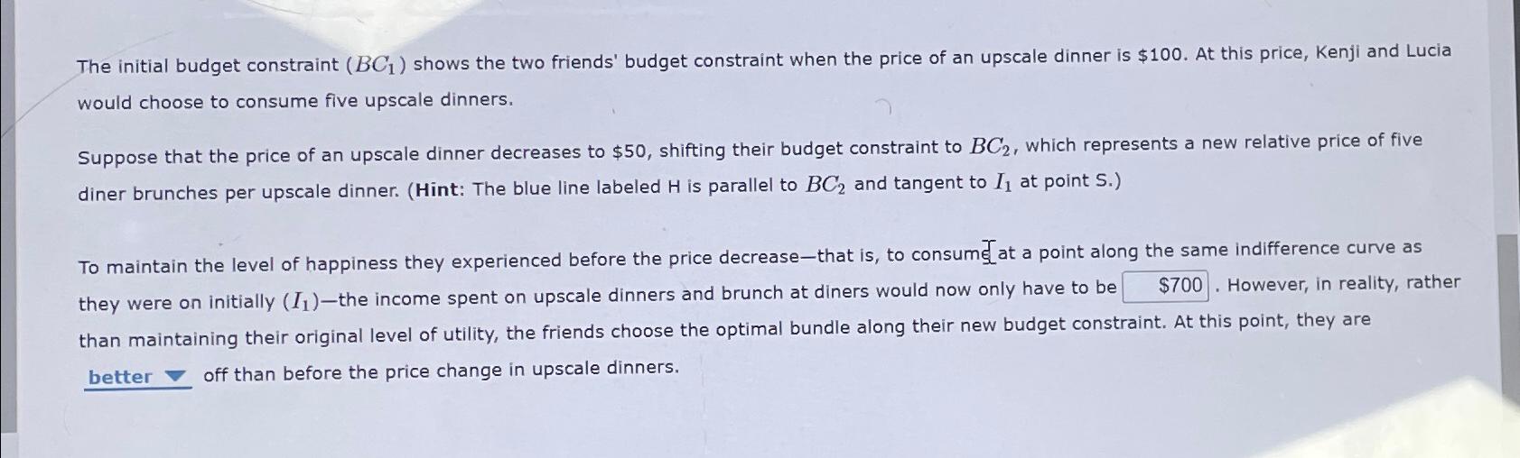 Solved The initial budget constraint (BC1) ﻿shows the two | Chegg.com