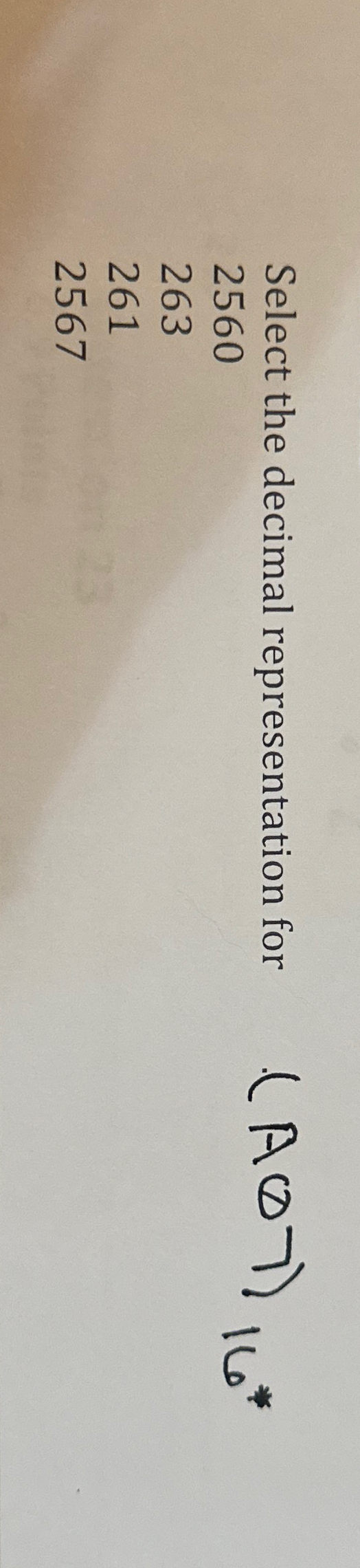 Solved Select the decimal representation for | Chegg.com