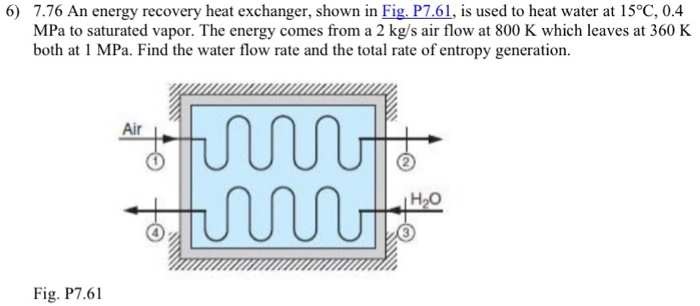 Solved 6) 7.76 An energy recovery heat exchanger, shown in | Chegg.com