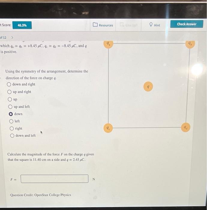 Solved which qa=qb=+8.45μC,qc=qd=−8.45μC, and q positive. | Chegg.com