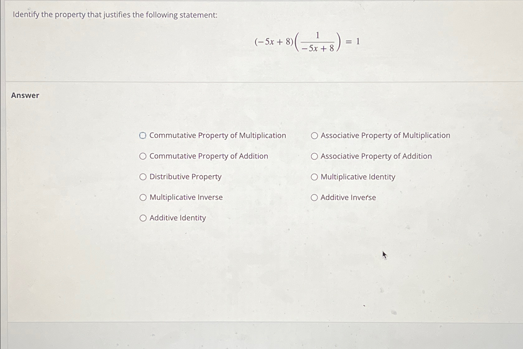 Solved Identify the property that justifies the following | Chegg.com