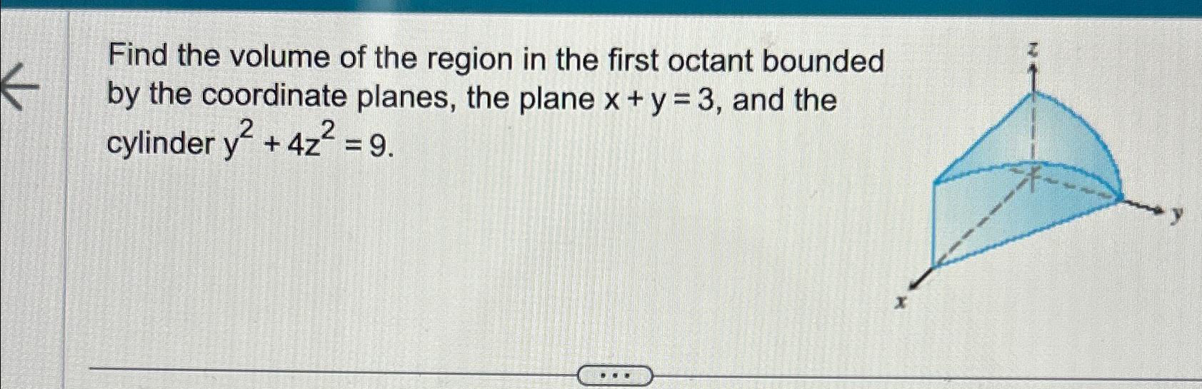 Solved Find the volume of the region in the first octant | Chegg.com