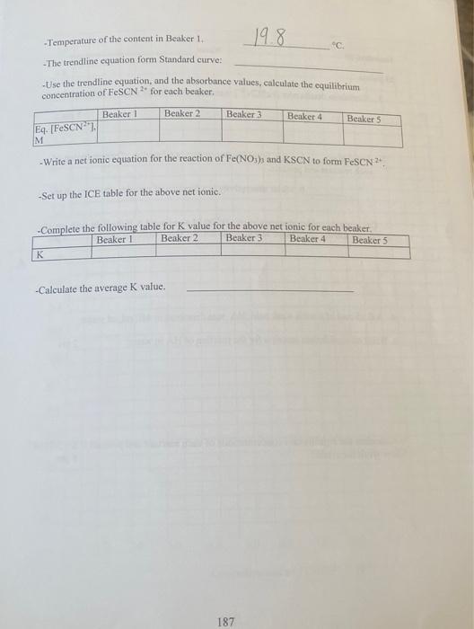 Solved - Temperature of the content in Beaker 1 , - The | Chegg.com