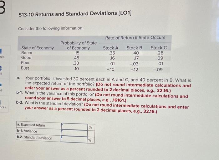 Solved S13-10 Returns and Standard Deviations [LO1] Consider | Chegg.com